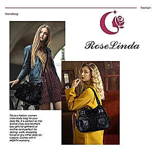 Rose Linda Hobo Bags and Handbags for Women Shoulder Bags Handbag with Multiple Pockets PU Leather Tote Bag