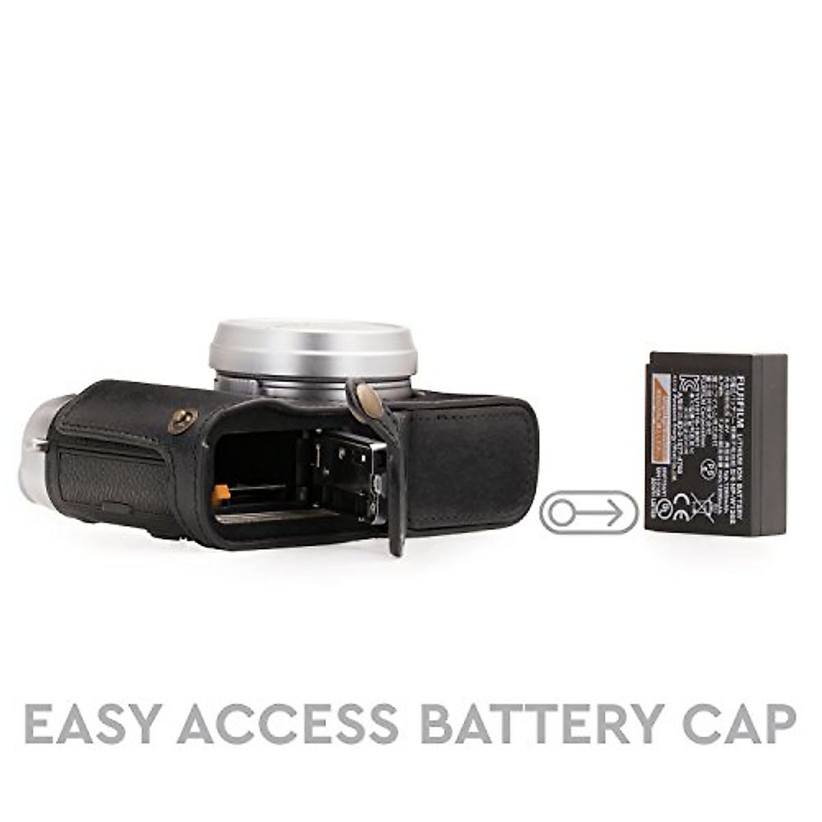 Megagear Fujifilm X100F Ever Ready Genuine Leather Camera Half Case And Strap, With Battery Access - Black - MG1281