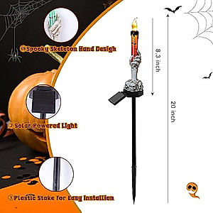YBB 3 Pack Solar Skeleton Ghost Hands Candle Stake Lights, LED Skull Garden Lawn Yard Pathway Landscape Lights for Halloween Outdoor Decoration