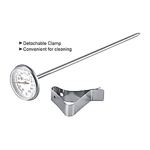 Dial Thermometer, Instant Read Multi-Purpose Thermometer with Clip for Milk, Beverage, Steaming, Coffee((Short Type))