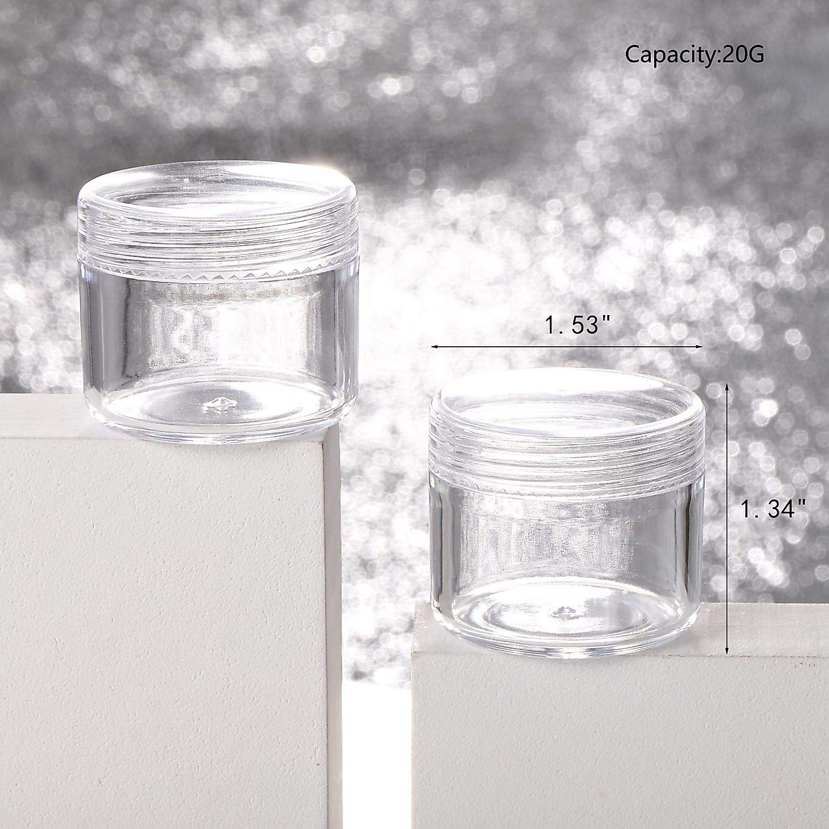100 Count Clear Plastic Sample Containers 20g Empty Jars Cosmetic Containers with Lids Leak Proof Lip Balm Containers