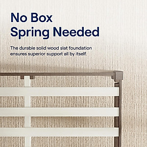 Nectar Premier Wood Platform Queen Bed Frame - Walnut - 12” Height - Contemporary and Durable - Sturdy Wooden Slats for Support - Easy Assembly - Holds Up to 800 Pounds