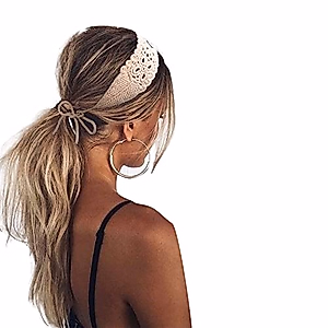 HAIMEIKANG Hippie Hair Bandanas Headbands for Women Boho Headband Knit Hair Bands Floral Head Wrap for Girls(red+green+pueple)