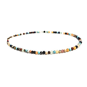 Rainbow Chakra Beaded Gemstone Necklace, Mixed Gemstone Choker, Real Gemstones, Crystal Beaded Choker Necklace, Layering Necklace, Gift for Her Blue 16 Inches