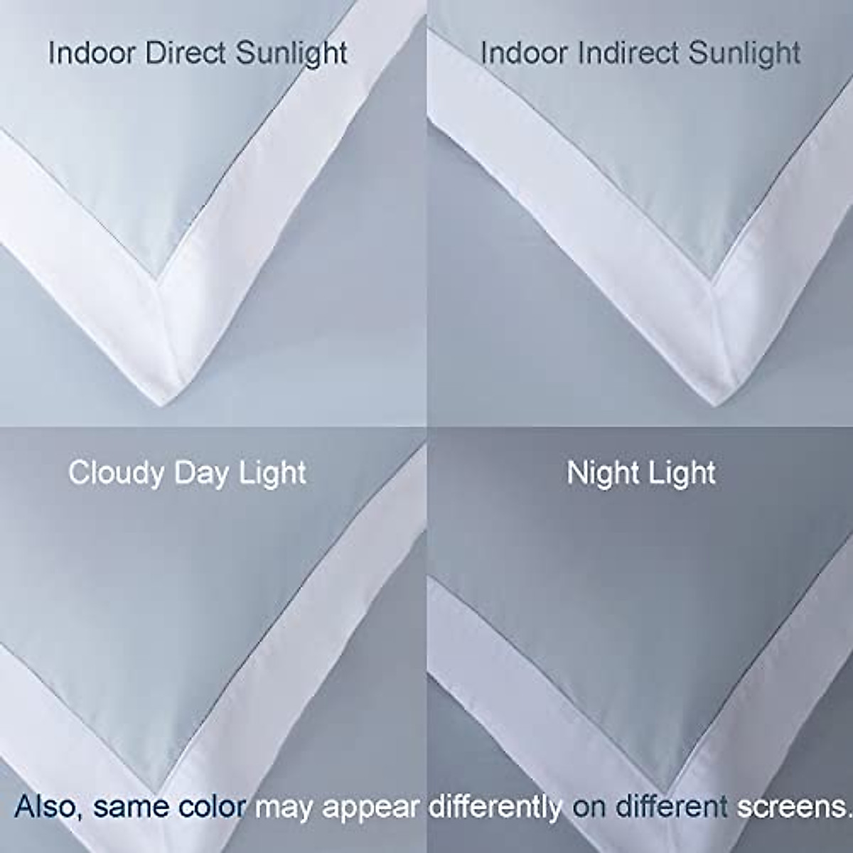 100% Long-Staple Cotton Duvet Cover Set (1 Duvet Cover, 2 Pillow Shams), from Luxury Bedding Brand TheCotton&Silk, King Size, White + Misty Blue