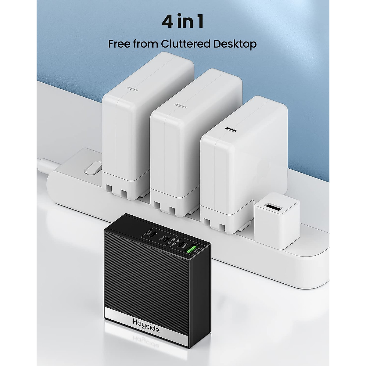 100W USB C Charger, Haycide 4 Port GaN Fast Wall Charger Adapter, Type C PD Charging Station Compatible with iPhone 13/13 pro max, MacBook Pro/Air, iPad, Laptop, Dell XPS, Samsung, and More