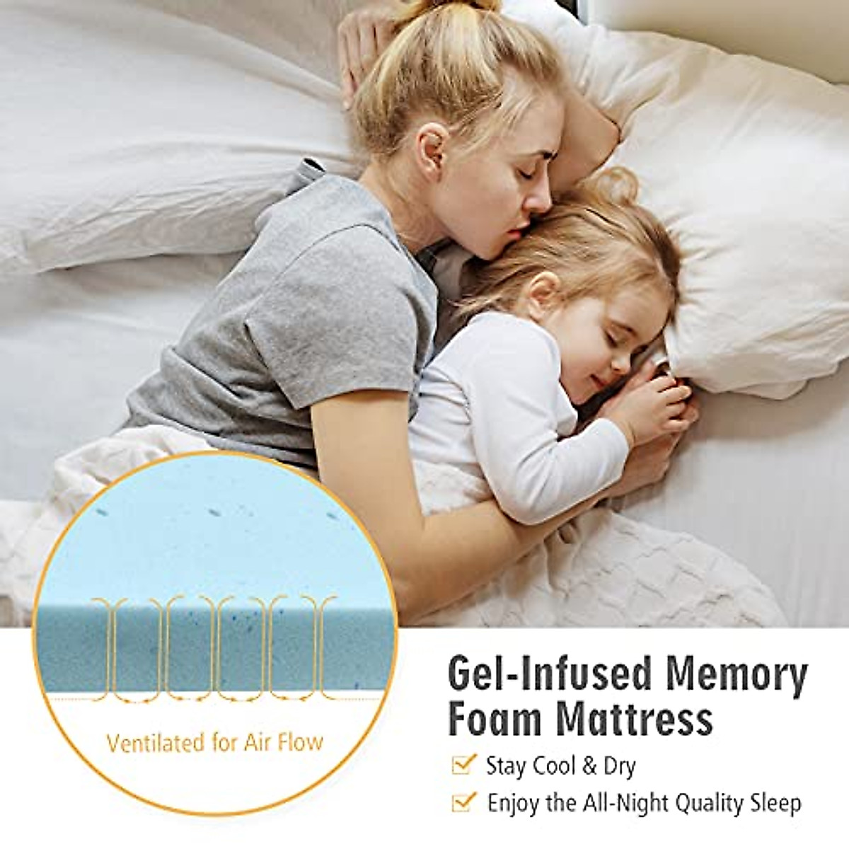 KOMFOTT Mattress Topper Full, 4 Inch High Density Gel Memory Mattress Foam Pad Topper for Full Size Bed