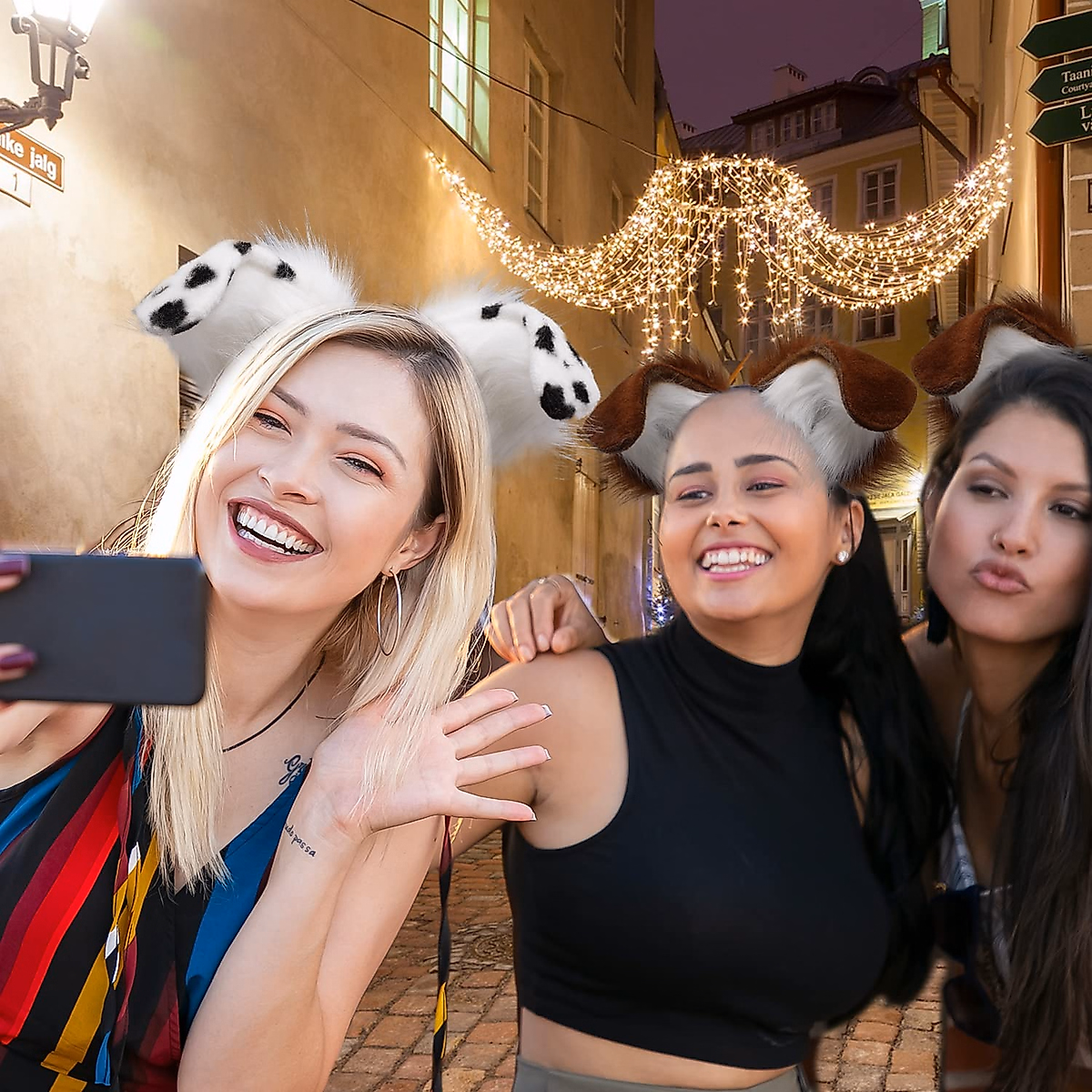 Focupaja Spotted Dog Anime Cosplay Puppy Fur Headband Doggy Ears Hairband Animal Ear Headress Hair Accessories for Halloween, Christmas, Costume Party