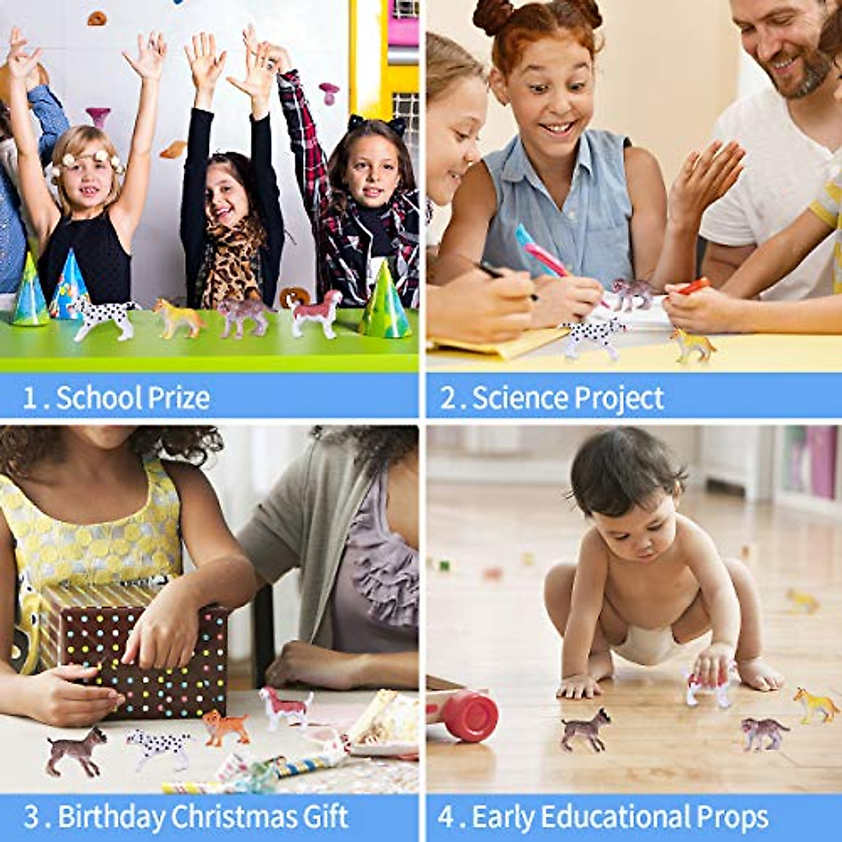 Flormoon Animal Figure - 12pcs Cute Mini Puppy Figurines - Hand Painted Emulational Dog Figurines Toy Set,Bona Puppy, Golden Retriever etc - Christmas Birthday Gift for Kids Toddlers