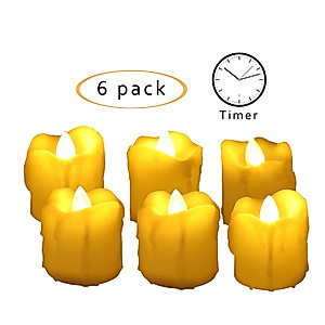 CANDLE CHOICE Battery Operated Flameless Votive Candles with Timer Flickering Fake Electric LED Tea Lights Set Wedding Party Holiday Decorations Table Centerpiece Long Lasting Batteries Included 6 PCS
