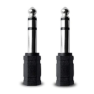 6.35mm Male to 3.5mm Female Headphone Stereo Audio Connector (2 Pack)