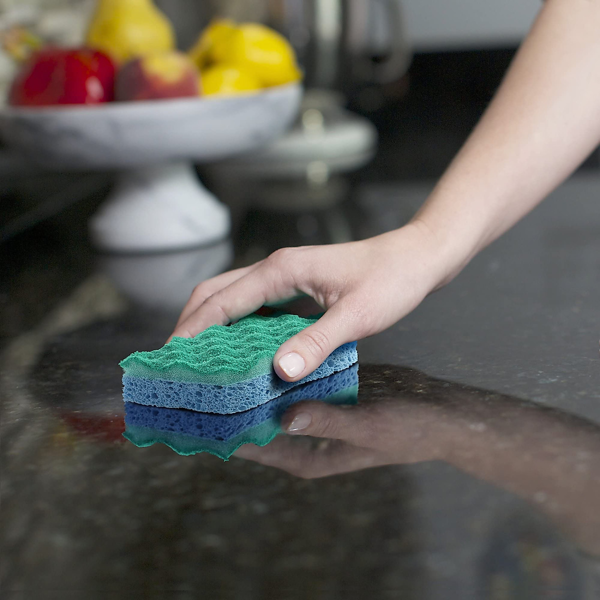 O-Cedar Scrunge Multi-Use (Pack of 6) Non-Scratch, Odor-Resistant All-Purpose Scrubbing Sponge Safely Cleans All Hard Surfaces in Kitchen and Bathroom, 6 Count (Pack of 1), Blue