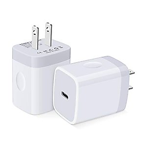 20W PD Fast USB C Wall Charger Block Compatible iPhone 14 13 12 11 Mini Pro Max Plus SE XS XR X 8 Pad, Samsung, Pixel 7 6, 2Pack USB C Power Adapter Charger Plug Brick Cube Type C Charging Box Base