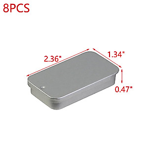 MY MIRONEY 2.4" x 1.3" x 0.5" Metal Slide Top Tin Containers for Candies Jewelry Crafts Pills Survival Kit Pack of 8