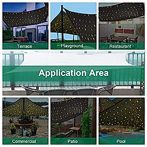 SMNET Shade Sail Sun Shade Awning with Led Light, UV Block 6.5'x10' for Party,Garden, Backyard, Playground Outdoor Facility