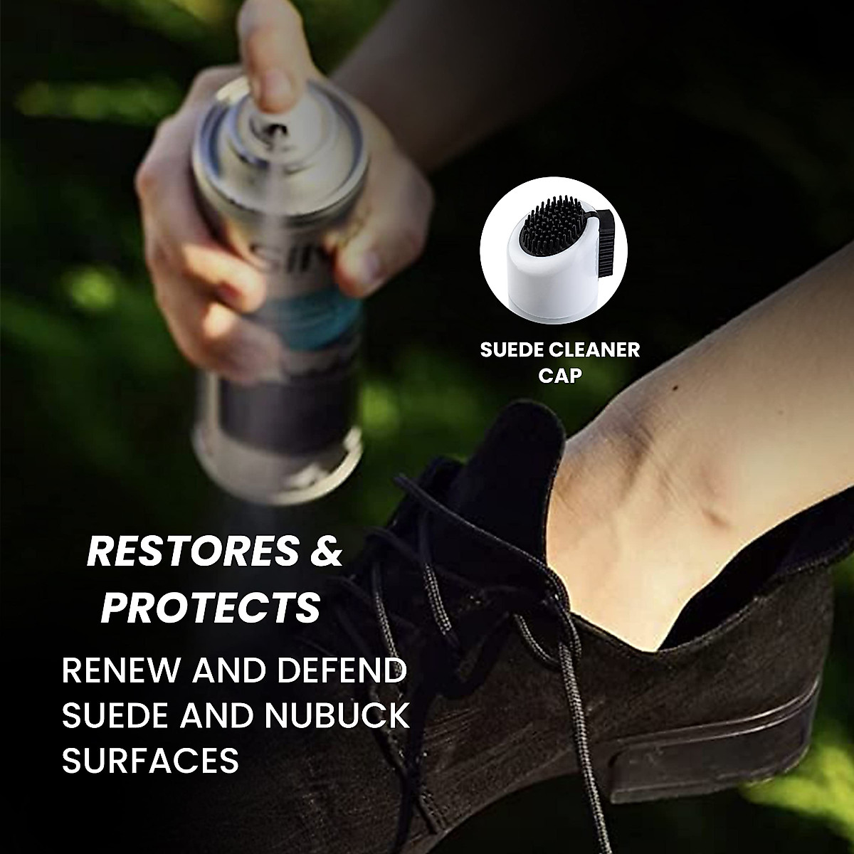 Silver Suede and Nubuck Color Dye Spray - Waterproof, Restores Faded Colors, Easy to Use 8.5oz (Black)