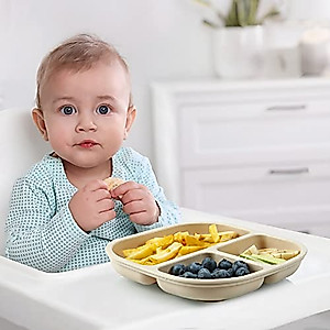 PandaEar Suction Plates for Baby, 2 Pack Silicone Plates for Baby Toddlers Infant Kids, Divided Toddler Suction Plate Baby Dish Set, Non-Slip, Non-Toxic, BPA Free Silicone