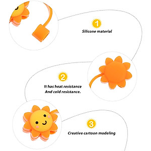 KESYOO 6pcs Silicone Straw Tips Cover Sun Flower Shape Reusable Drinking Straw Tips Lids Anti-dust Straw Nozzles Plugs for Bubble Tea Smoothies Milkshake