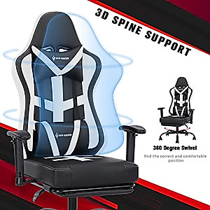 Gaming Chair Massage with Footrest Gamer Chair Ergonomic Gaming Chair for Adults Video Game Chair with Headrest and Massage Lumbar Support Gaming Chair Adjustable Swivel