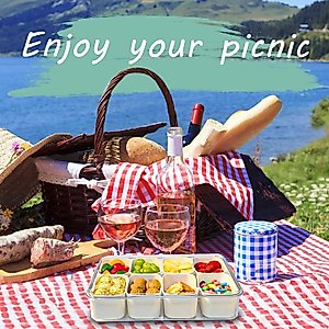 Zonpexe Snackle Box with Handle, Snack Box Container for Candy, Fruits, Nuts, Charcuterie and Veggies, Divided Serving Tray with Lid Perfect for Party and Entertaining, Travel and Beach Essentials