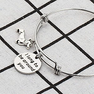 BAUNA Dachshund Bracelet Doxie Dog Jewelry I Long To Be Around You Wiener Dog Pet Owner Gift For Dachshund Lover (Dachshund Bracelet)
