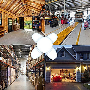 LED Garage Light Bulbs, Super Bright 48W Cool Daylight 5000 Lm 6500K Deformable Ceiling Fixtures for Shop, Laundry Room, Attic, Workbench, Pantry, Basement, Barns
