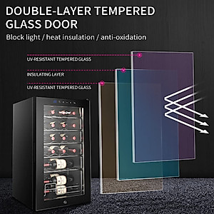 Leconchef 24 Bottle Wine Cooler/Cabinet Beverage Refrigerator,Mini Wine Fridge Beer Soda Clear Glass Door Counter Top Bar Fridge, Quiet Operation Compressor Adjust Temperature Freestanding