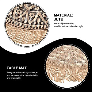Trivet 2pcs Mandala Placemat Cotton Woven Macrame Tassels Table Mats Washable Round Burlap Placemats Natural Jute Coasters for Kitchen Table Woven Placemats Round Placemats Round Placemats