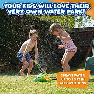 Chuchik Water Sprinkler for Kids, Toddler Outdoor Toys - Backyard Spinning Turtle Kids Sprinkler Toy - Summer Toys Splashing Fun - Sprays Up to 8ft High - Attaches to Garden Hose, Kids Outdoor Toys