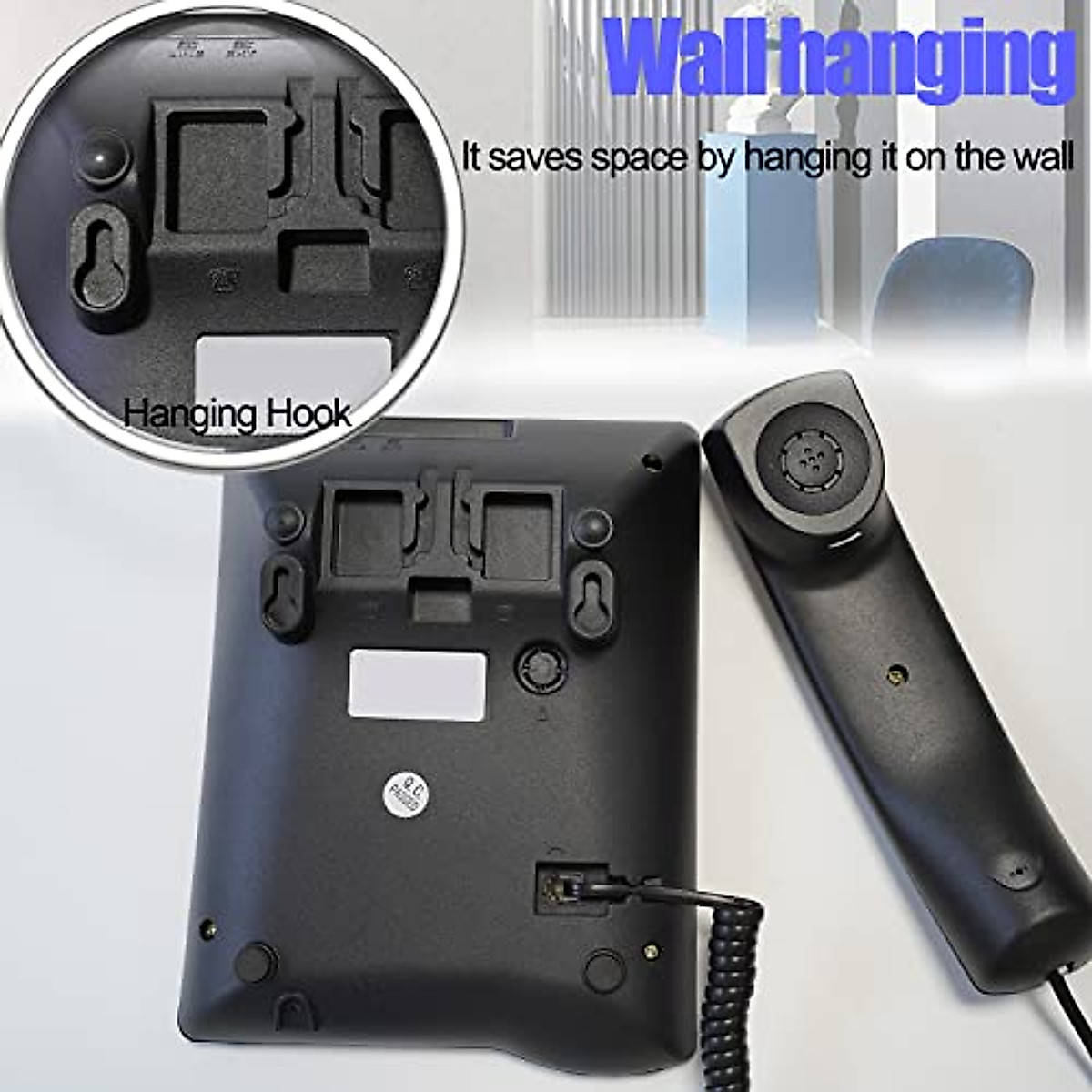 Desktop Telephone with Display Screen, Fixed Telephone with LCD Brightness Adjustable, Desktop Telephone with Hands-Free Function