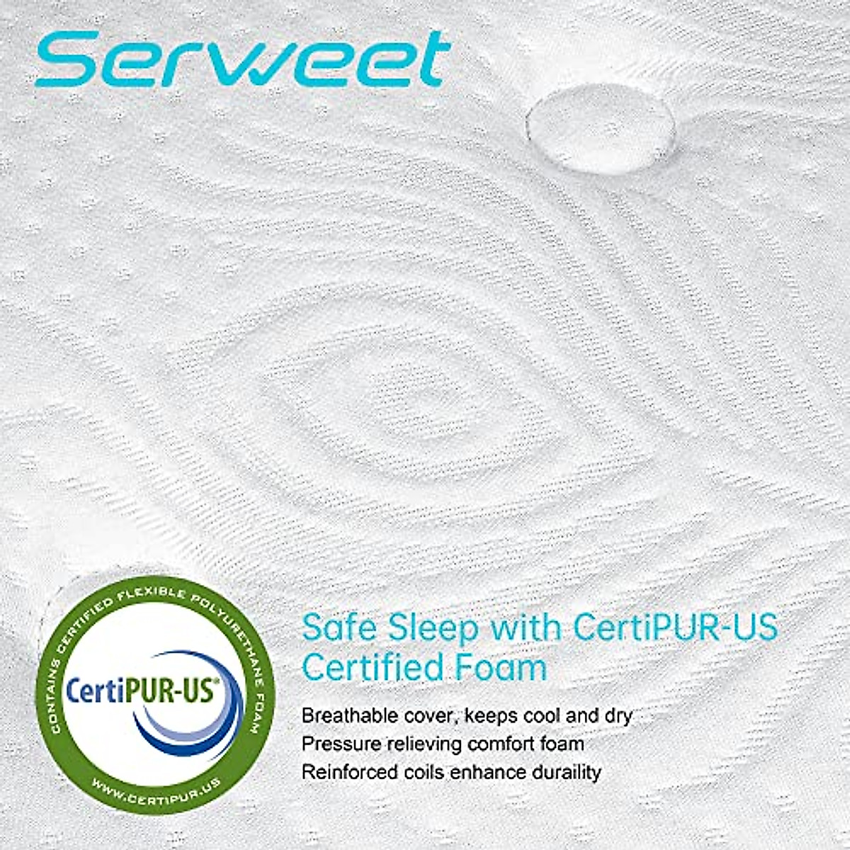 Serweet 8 Inch Memory Foam Hybrid Queen Mattress - Heavier Coils for Durable Support - Pocket Innersprings for Motion Isolation - Pressure Relieving - Medium Firm - Made in North America