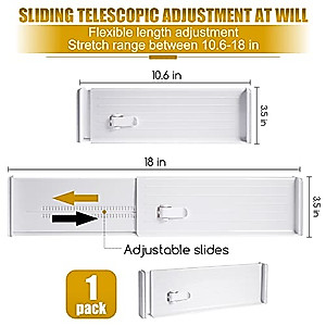 YKLSLH Drawer Dividers Organizer, Adjustable Drawer Dividers for Clothes, Drawer Separators, Expandable Drawer Organizer from 10.6-18" for Dresser Organizer, Kitchen Utensils, Office, Bathroom (8 P)