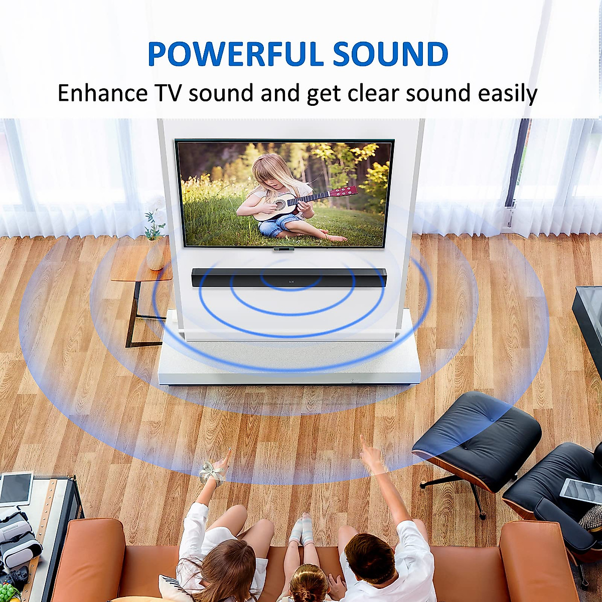 WITSHOCK Sound Bar Soundbar TV Speaker: Surround System Home Theater with Built-in Subwoofer Wireless Wired Bluetooth 5.0 Optical AUX HDMI-ARC RCA USB Connectivity for Television - Mountable