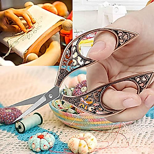 BIHRTC 4.4inch Sewing Crafting Scissors Small Sharp Pointed Tip Stainless Steel Scissors Little Scissors for Embroidery Cross Stitch Threading Needlework DIY Art Tool Handcraft Scissors