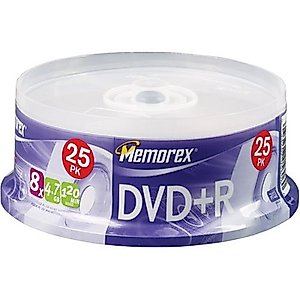 Memorex 4.7GB 8X DVD+R Media (25-Pack Spindle)