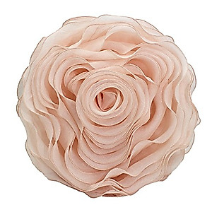 Fennco Styles Beautiful Handmade 3D Rose with Custom Made Fabric Decorative Throw Pillow 16" Round (Pink, Case+Insert)