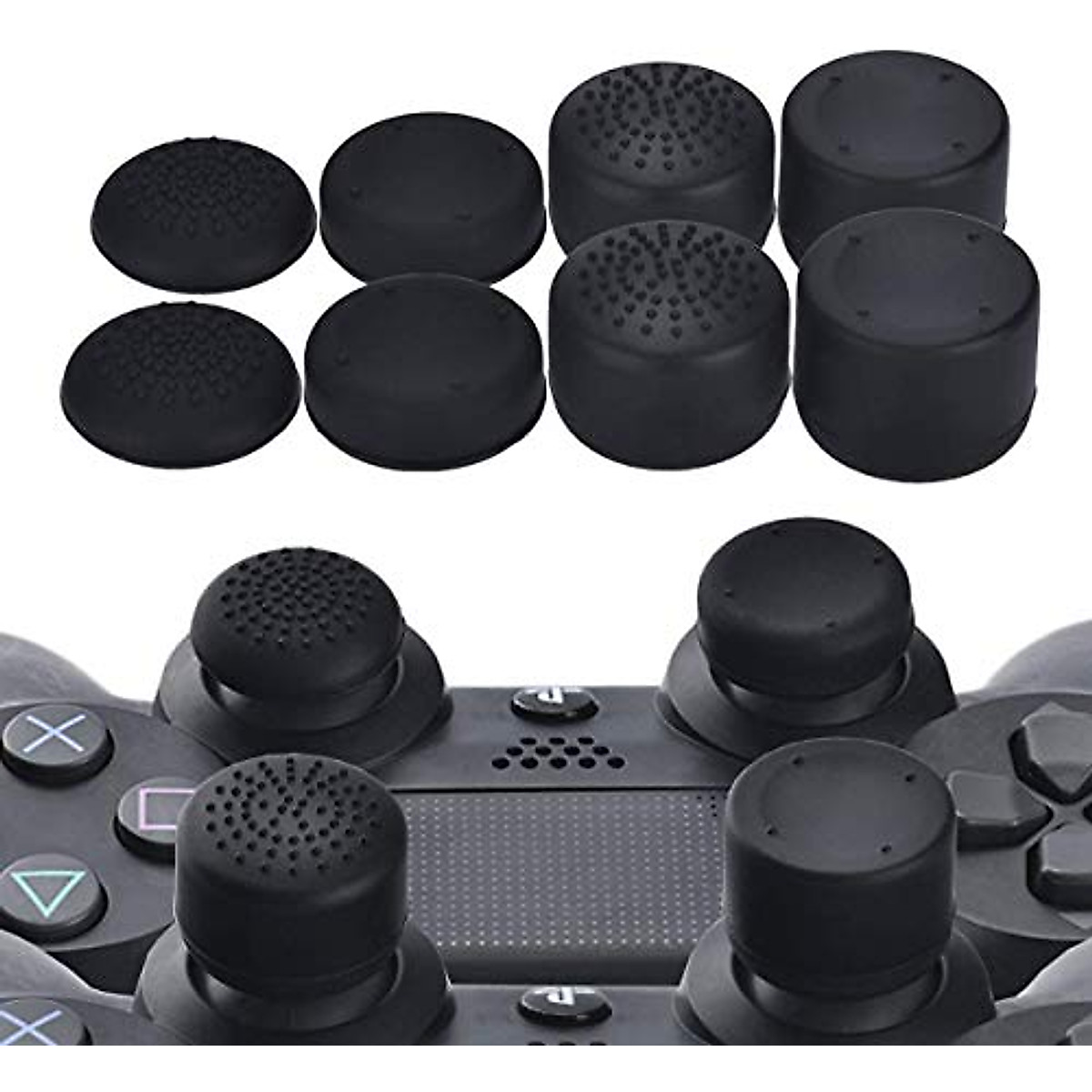 Silicone Cover Skin Case Shell for PS4 Sony Playstation 4 Slim/Pro Dualshock 4 Controller Cover with Pro Thumb Grips x 8 (Graffiti-White)