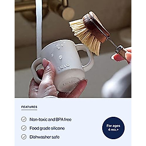 Lalo Little Cup, Non-Toxic Silicone Straw Cup with Handles - Baby and Toddler Sippy Cup - Mini Cup and Straw Training System, 4oz, Blueberry