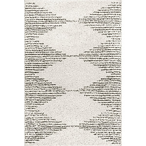 nuLOOM Scarlette Abstract Diamond Shag Area Rug, 7x9, Off-white
