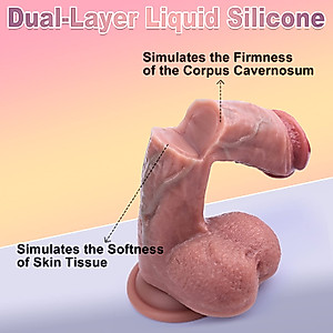 Adult Sex Toys Realistic Dildos - Sex Toys Soft Silicone Dildos for Hands-Free Play, Adult Toys Suction Cup Anal Dildos with Balls, Sex Toys for Woman Lifelike Fake Penis G Spot Stimulator, 8.5''