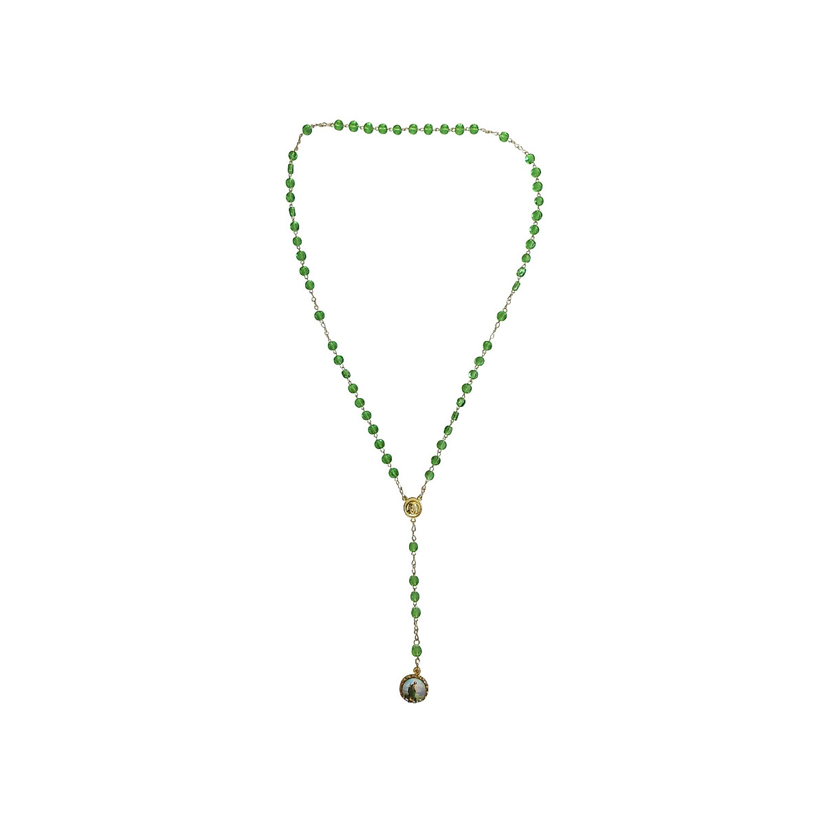 Light Green Saint Jude Rosary with Round Medal Rosario De San Judas Tadeo Con Medalla