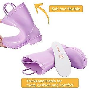 WILLPORT Kids Rain Boots with Easy-on Handles for Boys and Girls,Pastel Lilac,2 Little Kid