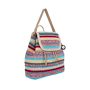 The Sak Sayulita Backpack in Crochet, Adjustable, Removable Straps, Eden Stripe