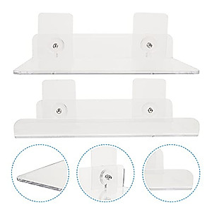 DOITOOL 2Pcs Clear Acrylic Floating Shelf Wall Mount Wall Ledge Shelf Invisible Hanging Storage Shelves Display Organizer Rack for Bookshelf Toys Figure Bathroom Kitchen
