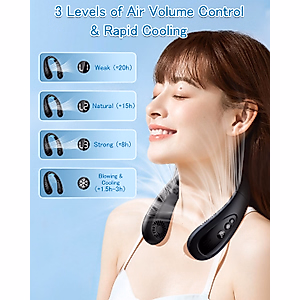 GAITIR Neck Air Conditioner, 5000mAh Portable Neck Fan with Semiconductor Cooling Airflow Bladeless USB Rechargeable 3 Speed Personal Fan