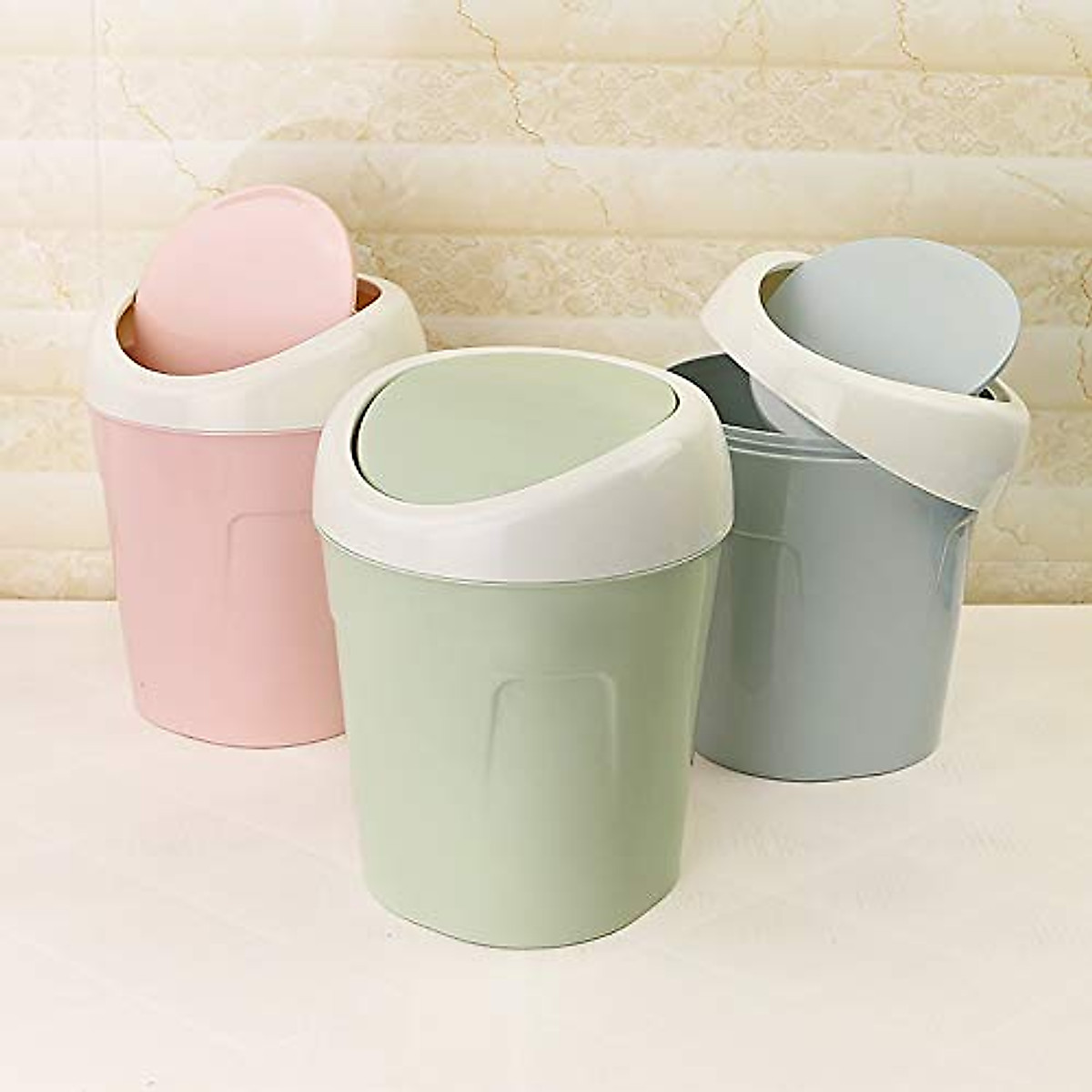 Brave669 Trash Can Other Household AccessoriesHome Desktop Mini Covered Trash Garbage Can Storage Box Organizer Waste Bin