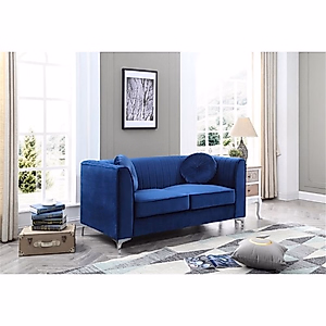 Glory Furniture Delray Velvet Loveseat in Navy Blue
