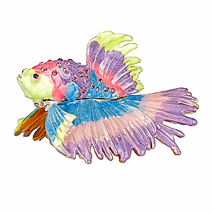 SEVENBEES Tropical Fish Figurines Collectibles Jewelry Boxes Hinged Trinket Box for Women