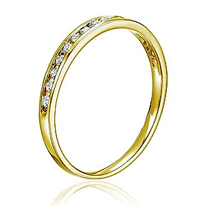 VIR JEWELS 1/5 cttw Diamond Wedding Band for Women, Classic Diamond Wedding Band in 10K Yellow Gold Channel Set, Size 6