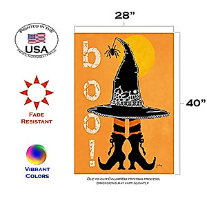 Toland Home Garden 28x40 Inch Double Sided House Flag Halloween Flag, Boo Boots Spooky Halloween Garden Flag For Outdoor Yard Flag Decoration